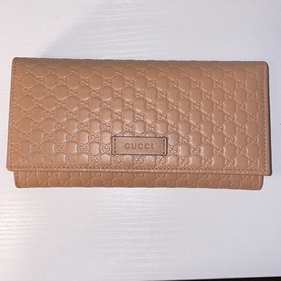 Gucci | Bags | Gucci Tan Micro Guccissima Long Wallet | Poshmark